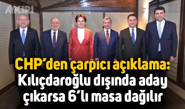 CHP'den çarpıcı çıkış: Kemal Kılıçdaroğlu dışında aday çıkarsa masa ... CHP'den çarpıcı çıkış: Kemal Kılıçdaroğlu dışında aday çıkarsa masa ...